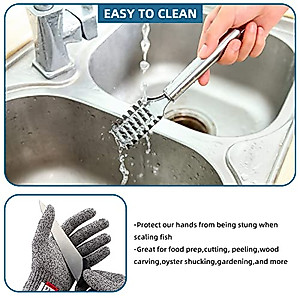 5 Pieces Fish Scaler Remover with Stainless Steel Sawtooth Easily Remove Fish Cleaning Scales Kit,Kitchen Fish Scaler Tool with Cut Resistant Gloves, Suitable for All Kinds of Fish