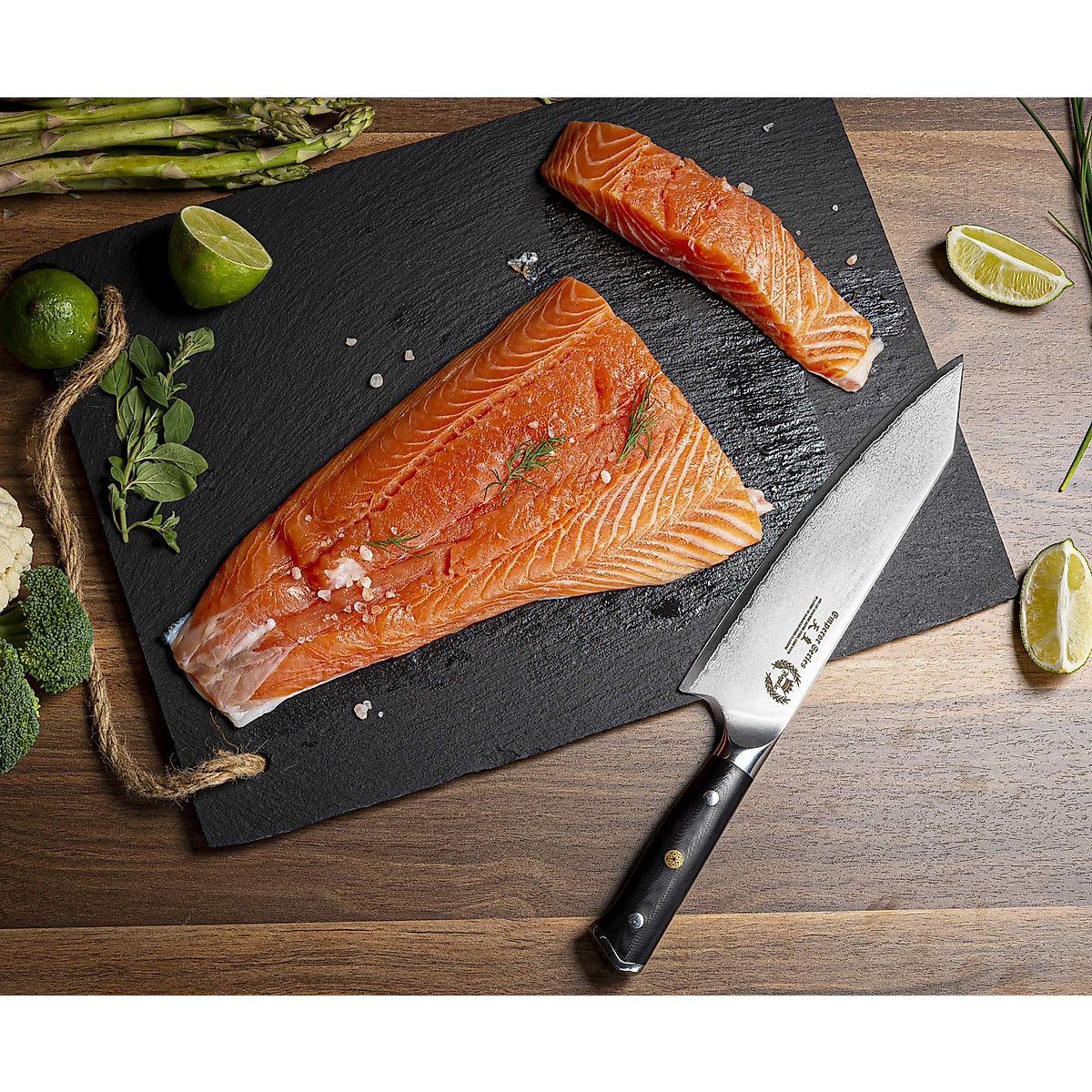 Regalia Kiritsuke Chef Knife: Professional Japanese 8.5 Inch AUS10 Premium High Carbon 67 Layer Damascus Steel Chef’s knives w/G-10 Handle Knives