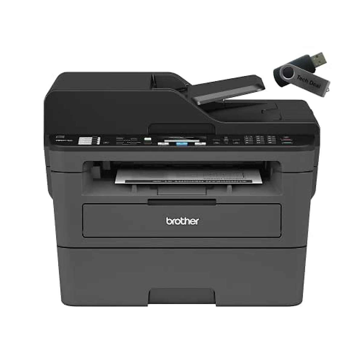 Brother MFC-L27 10DW Series Compact Wireless Monochrome Laser All-in-One Printer, Print Copy Scan Fax, Speed Up to 32 ppm, Auto Duplex Print, 2-line LCD, Mobile Printing, Tech Deal USB