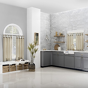 Archaeo Washed Cotton Small Window Twist Tab Cafe Curtains, 52" x 45", Oatmeal