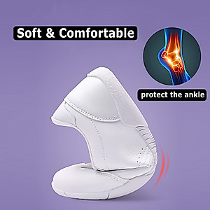 FLIOZY Womens Cheer Dance Shoes Girls White Cheerleading Competition Sports Shoes Fashion Breathable Athletic Walking Sneakers White Leather 36