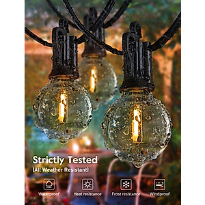 Outdoor String Lights 25 Feet G40 Globe Patio Lights with 27 Edison Glass Bulbs(2 Spare), Waterproof Connectable Hanging Light for Backyard Porch Balcony Party Decor, E12 Socket Base,Black