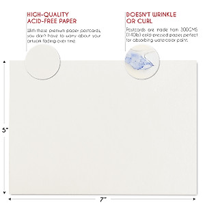 Blank Watercolor Cards with Envelopes NOT FOLDED - 30 Pack : 30 Postcards and 30 Envelopes 5x7" - Watercolor Postcards 300GSM - DIY Thank You Card, Greetings Cards, Christmas, Invitations, Birthday