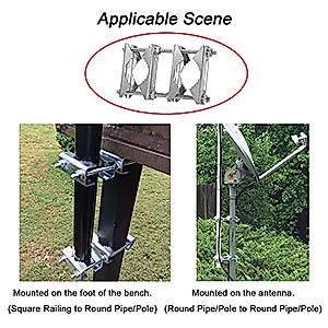 Wdwlbsm 2 Pack Double Antenna Mast Clamp V Jaw Block 5.5" Bolts & 3 Setup Options, Anti-Rust Heavy Duty Pole to Pole Mounting Kit Bracket Holder for Ham, CB, TV, Pipe, Flag Post, Umbrella, Parasols