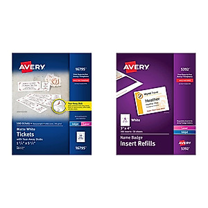 Avery Printable Event Tickets (16795) and Name Badge Inserts (5392)