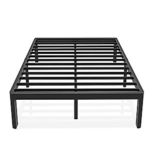 FUIOBYVV Full Size Bed Frame with Round Corner Edge Legs, 14 Inch Heavy Duty Support 3500 lbs Metal Platform Bed Frame Full, No Box Spring Needed/Non-Slip/Steel Slat Support/Noise Free