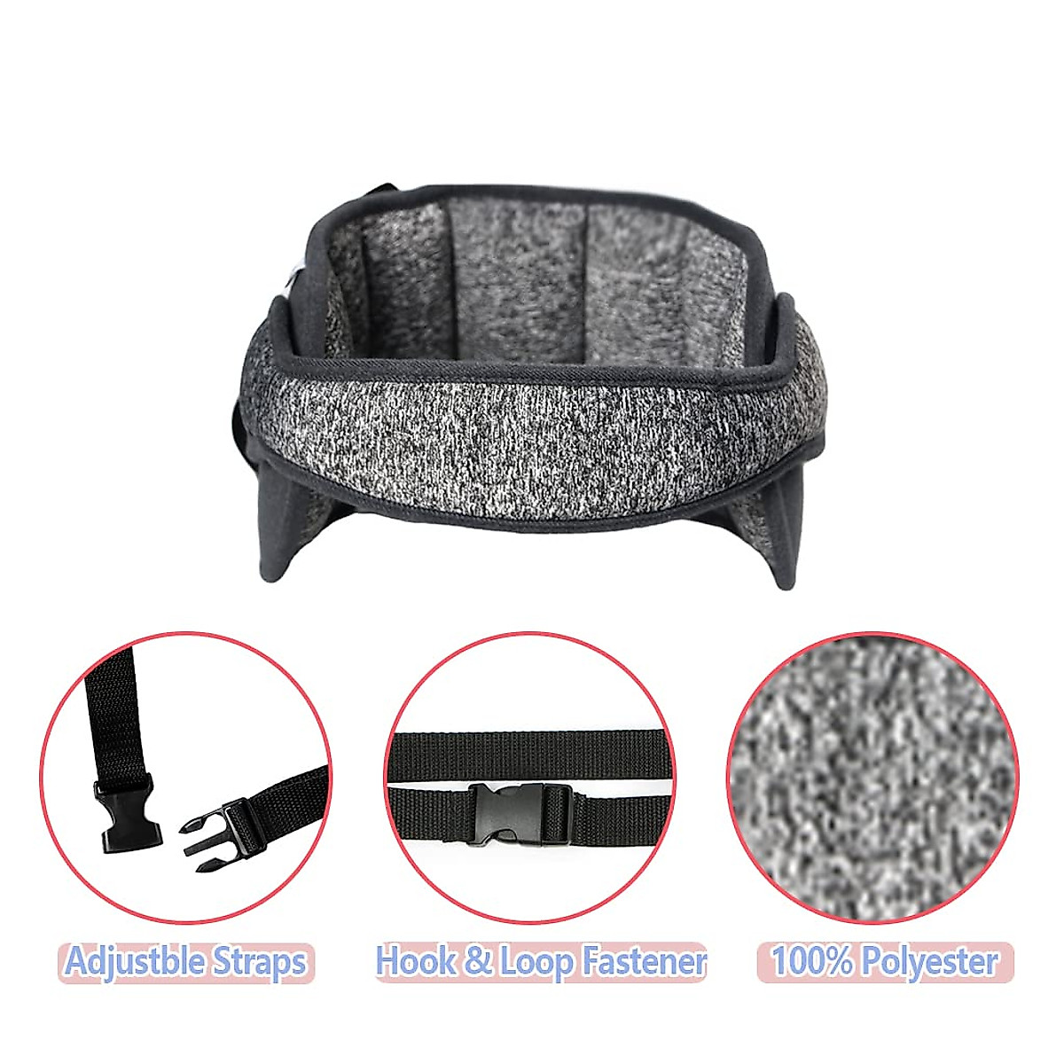 KAKIBLIN Baby Car Seat Head Support,Baby Head Support for Car Seat Stroller, Safety Car Seat Neck Relief Strap Headrest,Slumber Sling Sleep Holder Belt for Toddler Infants Child Children Kids(Gray)