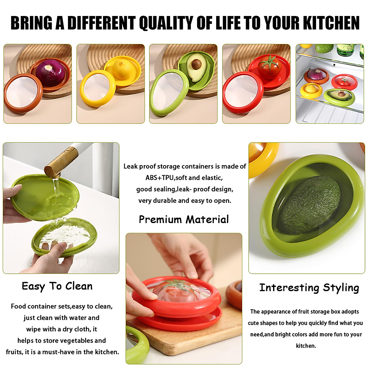 Fruit Freshness Organizer, Fruit and Vegetable Antioxidant Organizer, Silicone Fruit and Vegetable Organizer Set for Refrigerator 4 Pieces