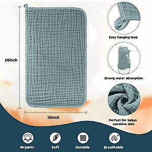 Tallew 8 Pack Baby Burp Cloth Muslin Sets Unisex Bibs Muslin Burp Cloth Cotton Burp Rags Absorbent Soft Burping Cloth (Light Color)