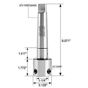 Accusize Industrial Tools Magnetic Drill Annular Cutter Arbor Mt4 to 1-1/4'' Weldon Shank, Mc00-0432