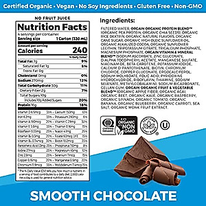 Orgain Organic Vegan Plant Based Nutritional Shake, Smooth Chocolate - Meal Replacement, 16g Protein, 22 Vitamins & Minerals, Dairy Free, Gluten Free, 11 Fl Oz (Pack of 4)