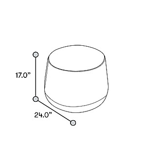 Lifestyle Solutions 24” Waverly Ottoman Round Elegant Boucle Fabric, Stationary Ottomans, Backless Chair, Footrest for Living Room, Footstool Office, Bedroom, Padded Seat, Snow White Ivory