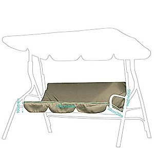 Swing Chair Cushion Cover, 3 Seat Outdoor Waterproof Swing Seat Cushion Cover Swing Chair Cover for Patio Courtyard Garden 60 x 20 x4in(Beige)