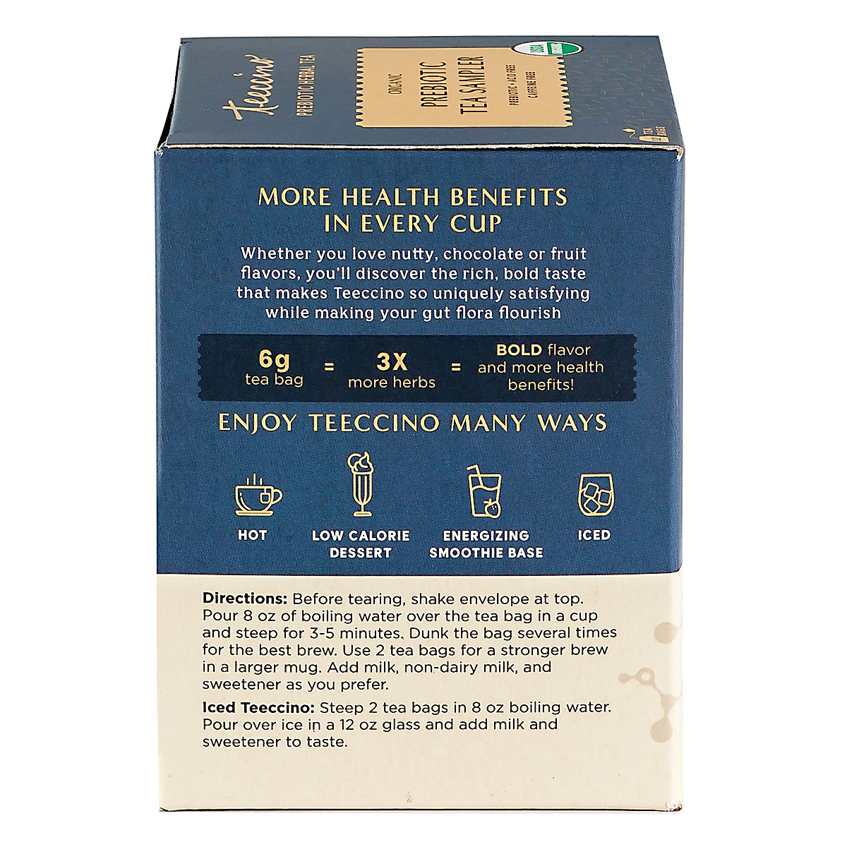 Teeccino Prebiotic Herbal Tea - Prebiotic Superboost Tea Sampler - Support Your Probiotics with Vegan GOS & Organic XOS for Good Gut Health and Regularity, 12 Tea Bags