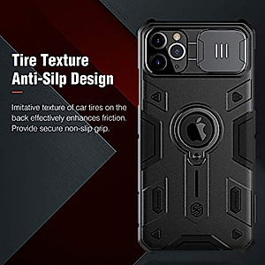 Nillkin Armor iPhone 11 Pro Max Case, [Built in Kickstand & Camera Lens Protector] Shockproof Hard Plastic Back & Soft Silicone Bumper Hybrid Cover Phone Case for iPhone 11 Pro Max 6.5'' Black