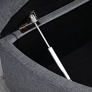 HOMCOM Half Moon Storage Ottoman, Upholstered Button Tufted Storage Bench with Lift Lid and Wood Legs, for Living Room, Entryway, Gray