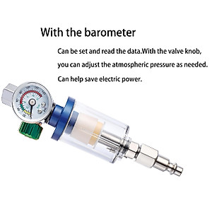 ENDOZER Oil Water Separator, Air Filter with Pressure Gauge, Pressure Regulator for Air Spray Gun, 1/4" Inlet and Outlet