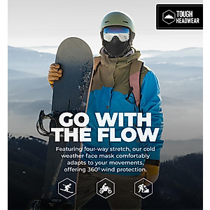 Tough Headwear Balaclava Ski Mask - Thermal Face Mask for Cold Weather with Breathable Air Vents - Winter Full Face Mask for Men & Women Black