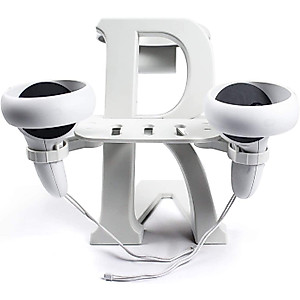 VR Headset Stand and Controller Holder for Quest 2/Rift S/HTC Vive/Vive Pro/Elite/Valve Index/HP Reverb G2, Controller Holder for Touch/Valve Knuckles/Vive (White)