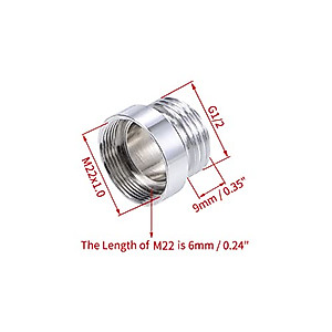 uxcell Faucet Adapter G1/2 Male Thread to M22x1.0 Female Thread Copper Aerator for Garden Hose 3Pcs