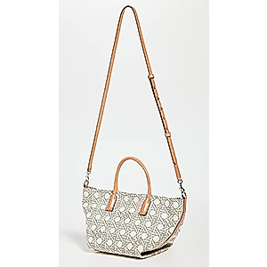Tory Burch Women's Canvas Basketweave Small Tote, New Ivory Basketweave, Off White, Print, One Size