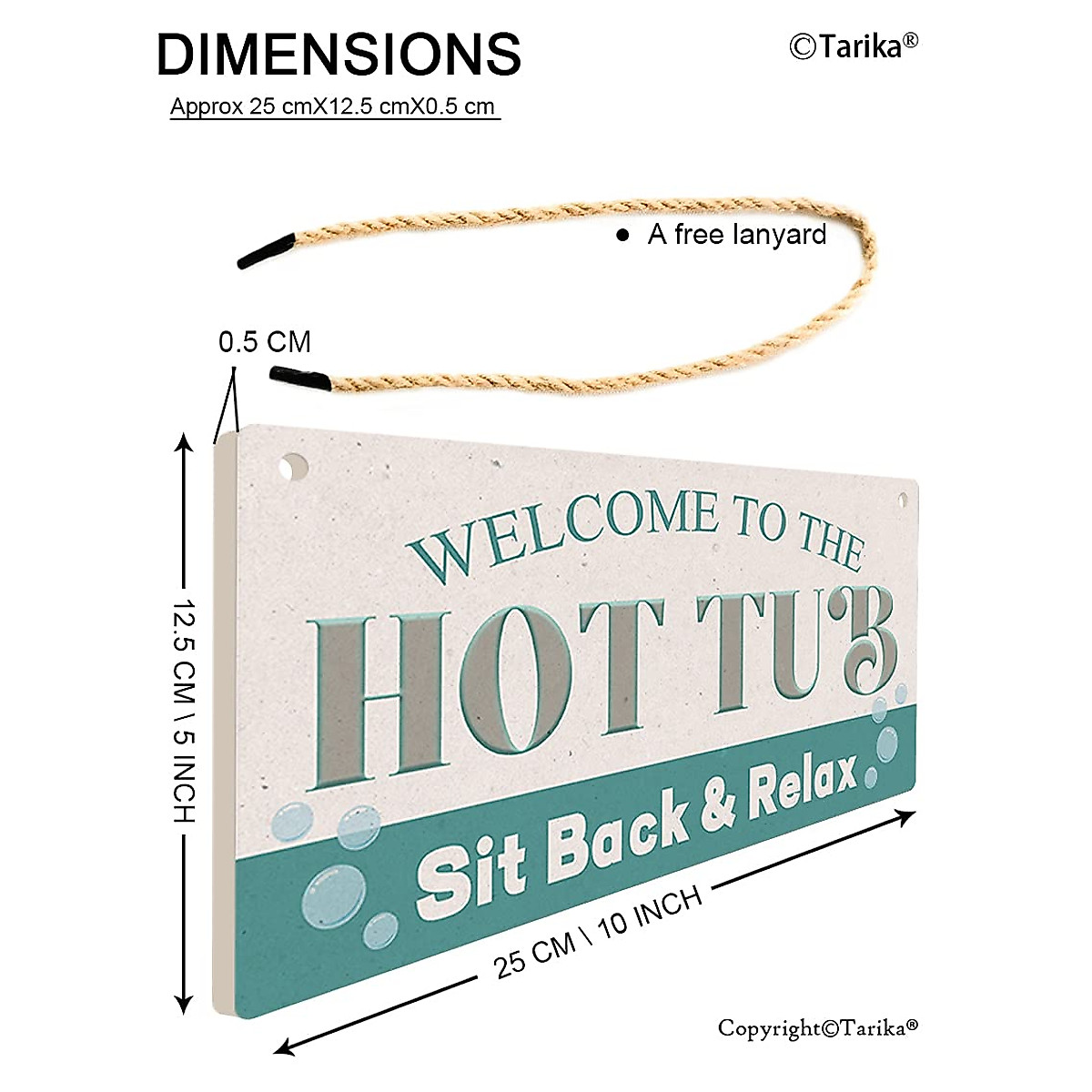 Welcome to The Hot Tub Sit Back and Relax Vintage Wood Sign Wall Decorative Hanging Art Plaque Home Bar Farm Garden Club Outdoor Decor Funny Gift 5 x 10 inch