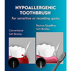 PECTRUS Q46 Extra Soft Manual Toothbrushes for Adults, Regular Size Head, Sensitive Teeth and Receding Gums, Plaque Remove, Individually Wrapped (5Pack)