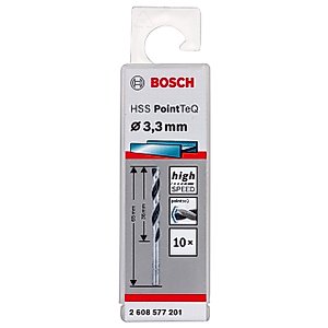 Bosch Professional 10-piece PointTeQ HSS Twist Drill Bit (for metal, 3.3 x 36 x 65 mm, drill driver accessories)