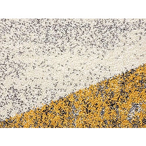 Abani Geometric Distressed Turkish Area Rug, Laguna Collection Grey & Yellow Modern Style 5' 3" x 7' 6" Accent Rug Rugs