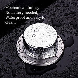 Kitchen Timer, Acogedor Mechanical 1-Hour Kitchen Timer, Stainless Steel Countdown Timer, Long Loud Ring, Magnetic Kitchen Timer Clock for Cooking - Silver(Silver)