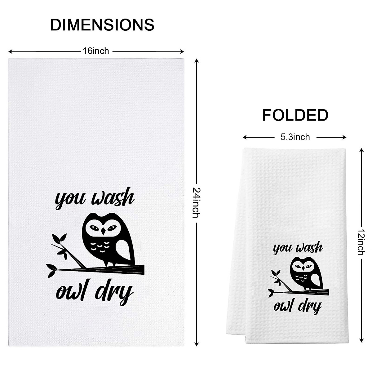 WCGXKO Owl Lover Gift Owl Kitchen Decor Housewarming Gift You Wash Owl Dry Dish Towel Kitchen Towels Tea Towel (You wash owl Dry)