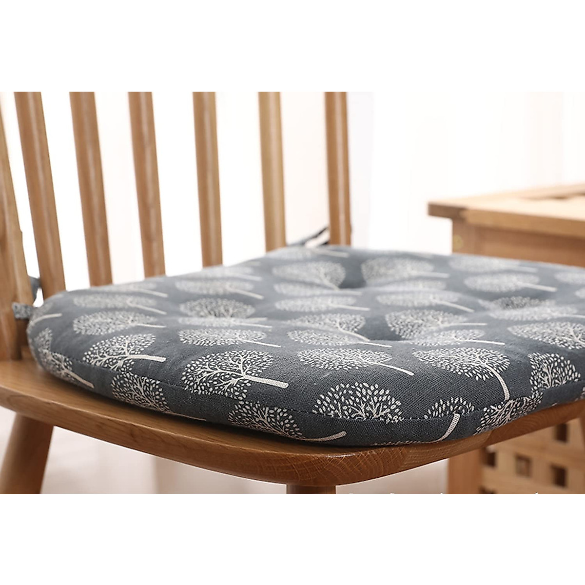 4 Pack Cotton and Linen Chair Cushion for Desk Chair Soft Plush Nonslip Seat Cushions Washable Kitchen Dining Chair Pads with Ties Office Car Sitting Chair Pads,17.7" x 17" (Pink-Bohemia)