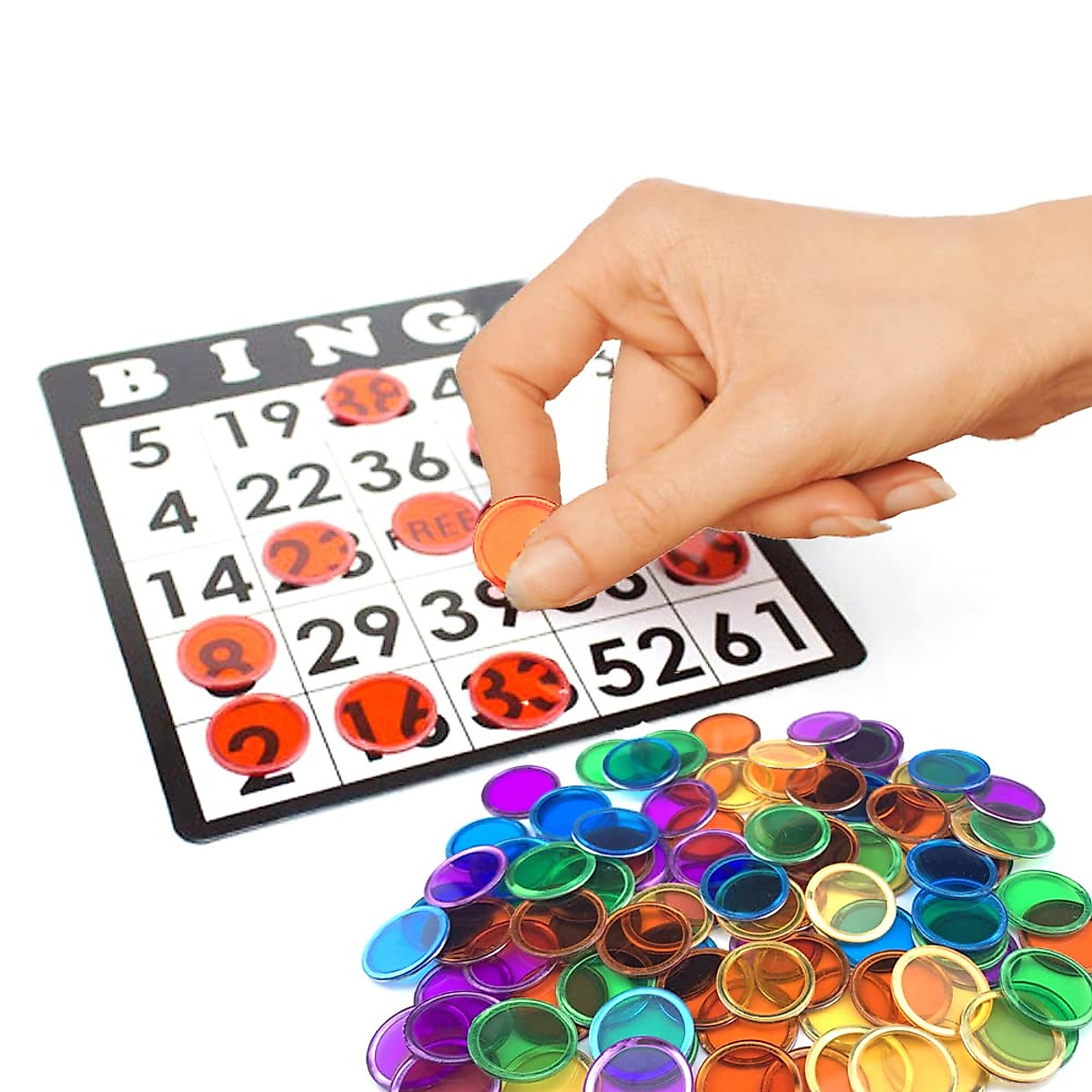 Dacefloy Magnetic Bingo Set -100 PCS Multicolour Metal Ringed Chips/Plastic Poker Tokens/Markers/Math Counting/Science Exploration/STEM Kit/Family Game Nights