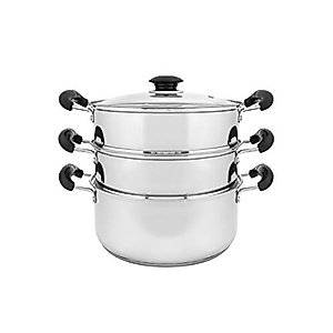 CONCORD 10" Stainless Steel 3 Tier Steamer Steaming Pot Cookware 24 CM (Induction Compatible)