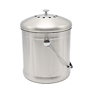 Abakoo 1.8 Gallon Compost Bin Container Kitchen Compost Bin, Compost Pail with Stainless Steel Lid, Countertop Kitchen Trash Can (includes totally 2 filters)