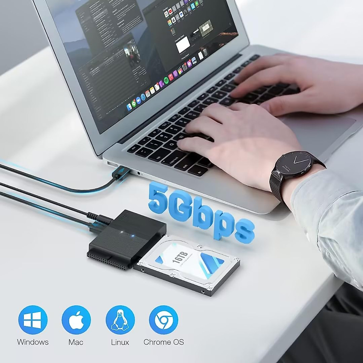 FIDECO USB 3.0 to SATA or IDE Adapter, Hard Drive Adapter Cable Universal for 2.5/3.5 inch SATA HDD/SSD & IDE HDD with 12V Power Adapter