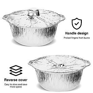 EYE4TECHS Aluminum Pot With Lids 4 Quart 2pcs - 3.8 Liter Disposable Heat Locking Cooking Containers - Freezer Air Fryer and Oven Safe - Recyclable Pot for Camping Vacation Trips (Kosher Certified)