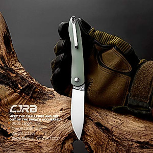 CJRB Folding Pocket Knife Ria(J1917), Small Tactical Knife with 0.1” 12C27 Blade and Micarta Handle for EDC Outdoor, Camping, Survival, Hunting, Fishing,Natural Green