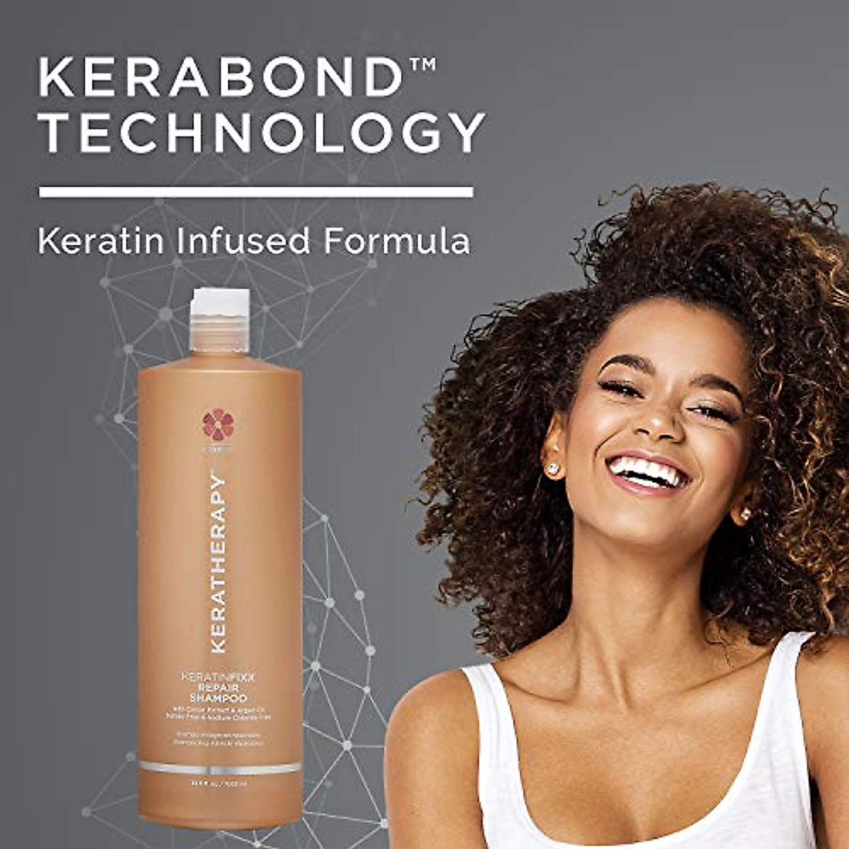 KERATHERAPY Keratin Infused KeratinFIXX Repair Shampoo, 33.8 fl. oz., 1000 ml - Repair Shampoo for Dry, Damaged or Frizzy Hair with Caviar Extract, Argan Oil & Kerabond Technology to Repair Breakage