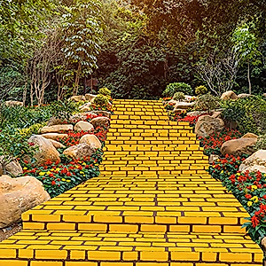2 Sheets 4.5 X 9 Feet Yellow Brick Road Floor Runner Brick Wall Backdrop, Princess Decorations, Yellow Brick Road for Halloween Cosplay Party