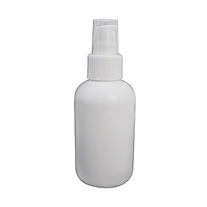 4 Ounce Boston Round Bottles. HDPE Plastic Empty. White Treatment Pump caps (9-Pack)