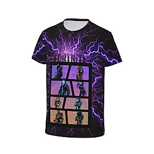 Game T-Shirts Youth Summer 3D Print Short Sleeve Kid's Game Shirt Teenage Fashion Novelty Tee for Boys and Girls XS 6-8Years Blue