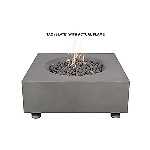 PyroMania Tao Outdoor Concrete Fire Table, 41 x 41 Inches - Natural Gas Model in Slate Gray Color