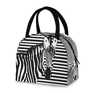 Lunch Bag Animal Zebra Lunchbox for Women Girls Reusable Insulated Cooler Tote Bag Lunch Box Organizer for Kids Boys Adult School Office Picnic
