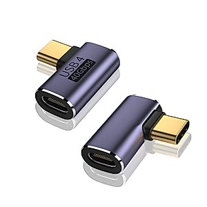 V VCOM USB C 90 Degree Adapter (2 Pack), 40Gbps Data Transfer USB Type C Male to Female Right Angle Extender for Steam Deck,Switch,Thunderbolt4, Laptop, Mobile Phone, Tablet