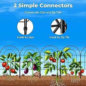 inpowerus Decorative Garden Fence 10 Panels Metal Rustproof No Dig Fencing Easy Use Animal Barrier for Small Dogs Flower Bed Yard Plant Decor, 24in(H) x 10ft(L) Arched