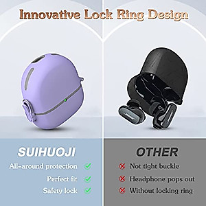 QIUDAOY Bose QuietComfort Earbuds II Case Cover with Secure Lock, Hard Case Protector with Keychain/Lanyard, One-piece Protective Shell Skin for Bose QC Earbuds 2, PC+Silicone Full Protection (Purple)