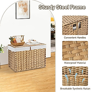 135L Wicker Storage Basket with Lid, Handwoven Large Shelf Basket with Removable Liner, 35.7 Gallon Wicker Basket for Blanket, Storage Trunk with Handle for Closet, Bedroom, Livingroom, Natural