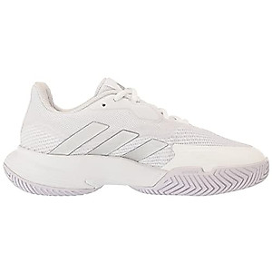 adidas Women's CourtJam Control Sneaker, White/Silver Metallic/White, 8.5