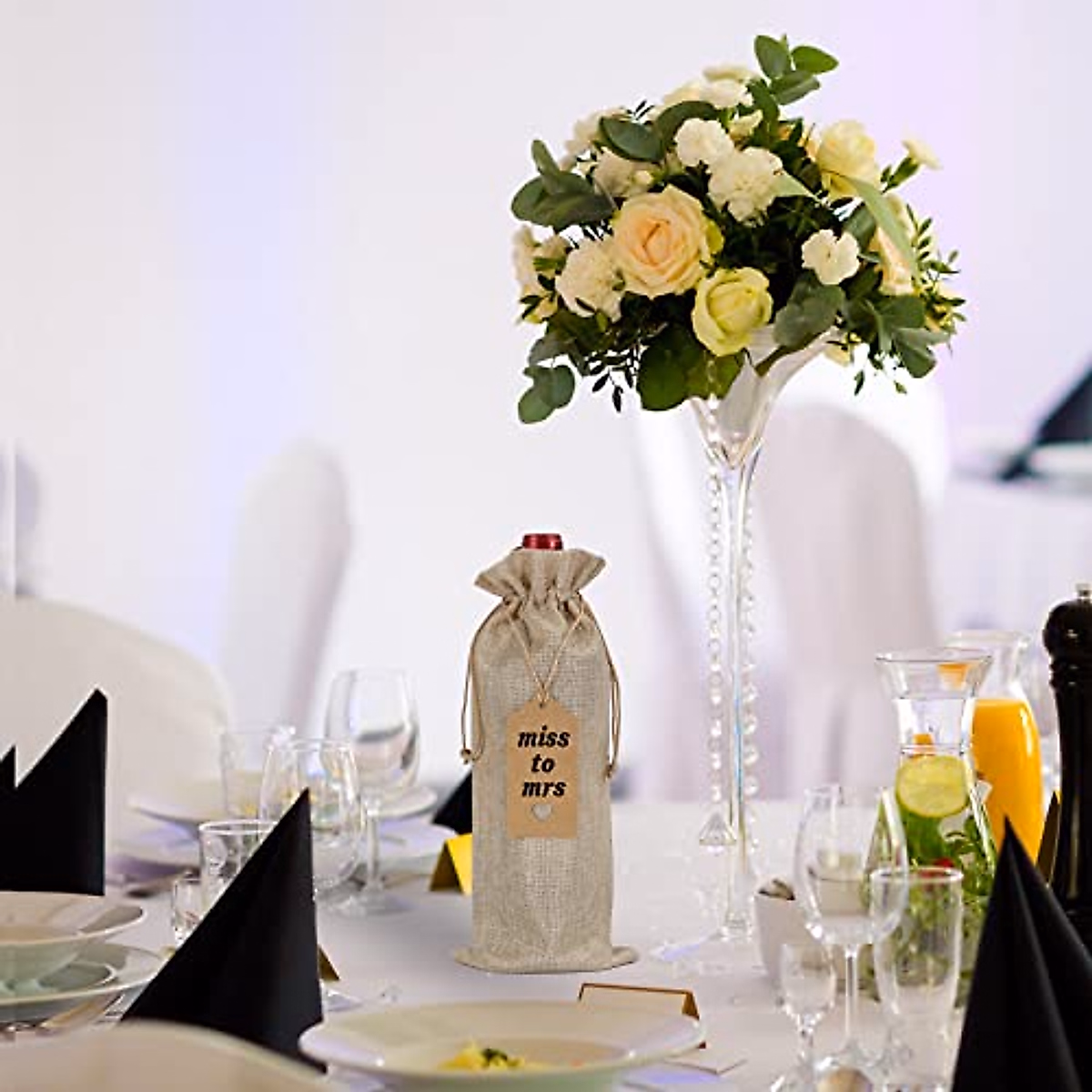 Qibote Burlap Wine Bags with Drawstrings, Wine Bags Gift - Single Reusable Bottle Bags Perfect for Travel, Wedding, Birthday, Housewarming and Dinner Party (12 Pcs - Brown)